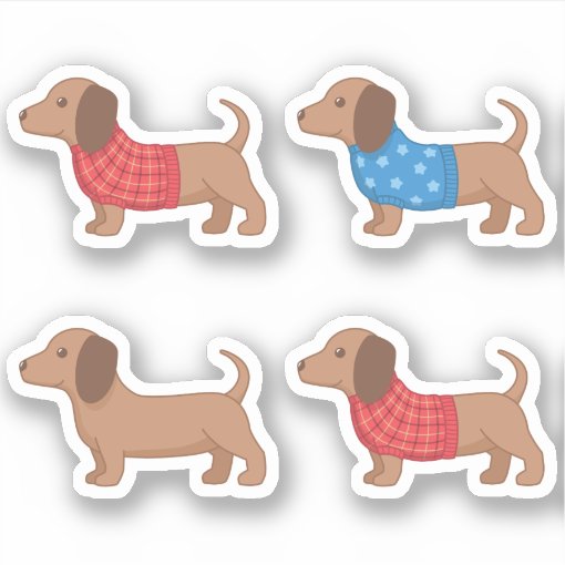 Dachshund Wiener Dog in Sweater Set of 4 Sticker | Zazzle