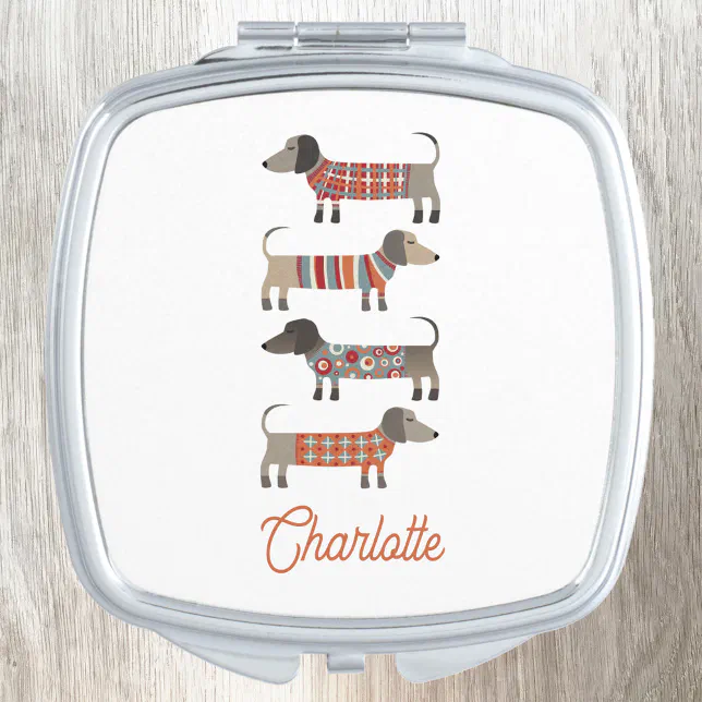 Dachshund Wiener Dog Personalized Compact Mirror | Zazzle