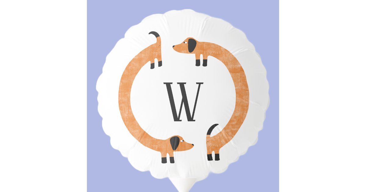 Dachshund Wiener Sausage Dog Monogram Balloon | Zazzle