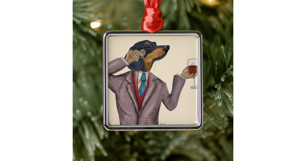 Dachshund Wine Snob Metal Ornament | Zazzle