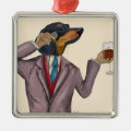 Dachshund Wine Snob Metal Ornament | Zazzle