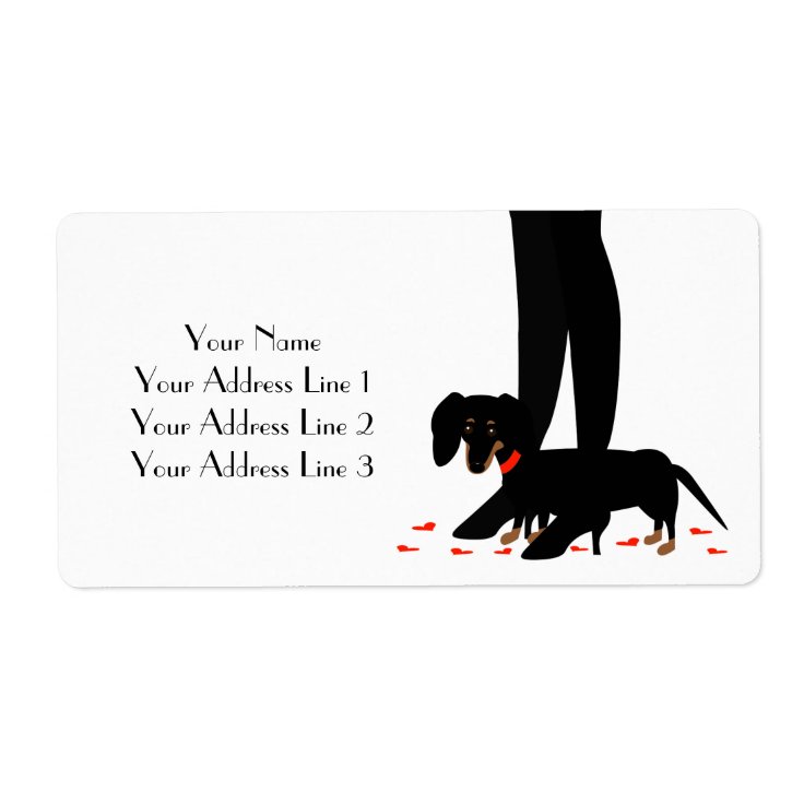 Dachshund with Red Hearts Address Labels | Zazzle