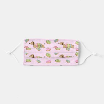 Dachshunds and Donuts - Wiener Dog Mom Fun Adult Cloth Face Mask | Zazzle