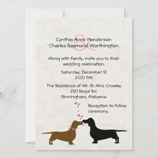 Dachshunds Custom Ivory Wedding Invitation | Zazzle