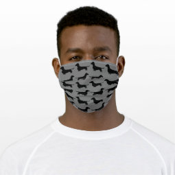 Dachshunds | Wiener Dog Silhouettes Black and Grey Adult Cloth Face ...