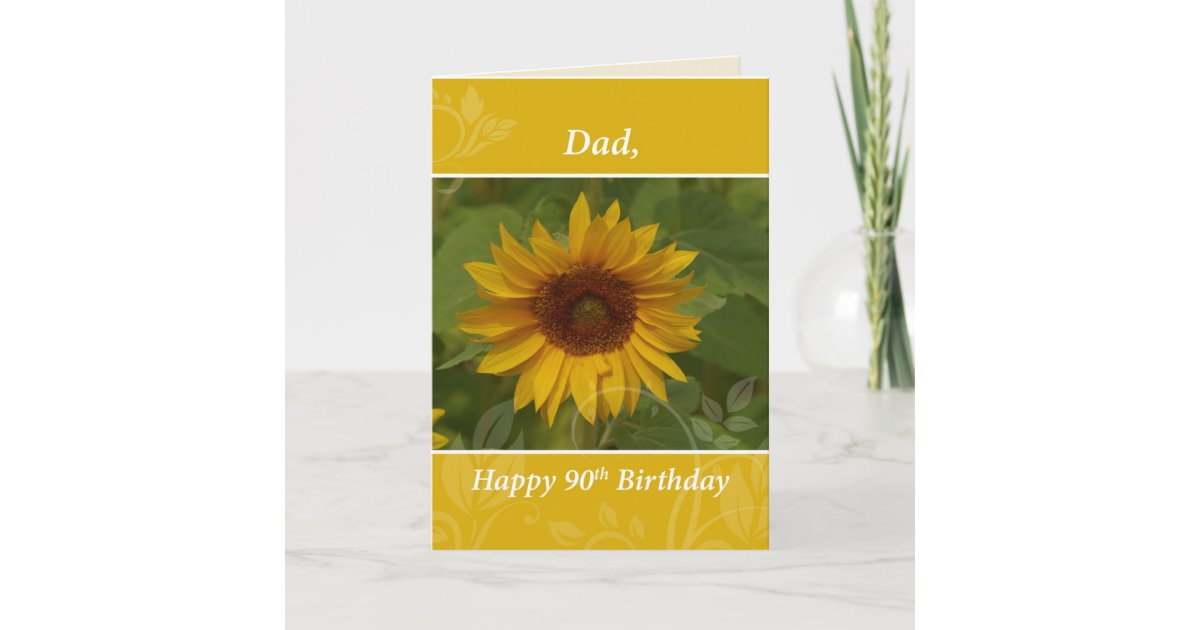 Dad 90th Birthday Sunflower Card | Zazzle