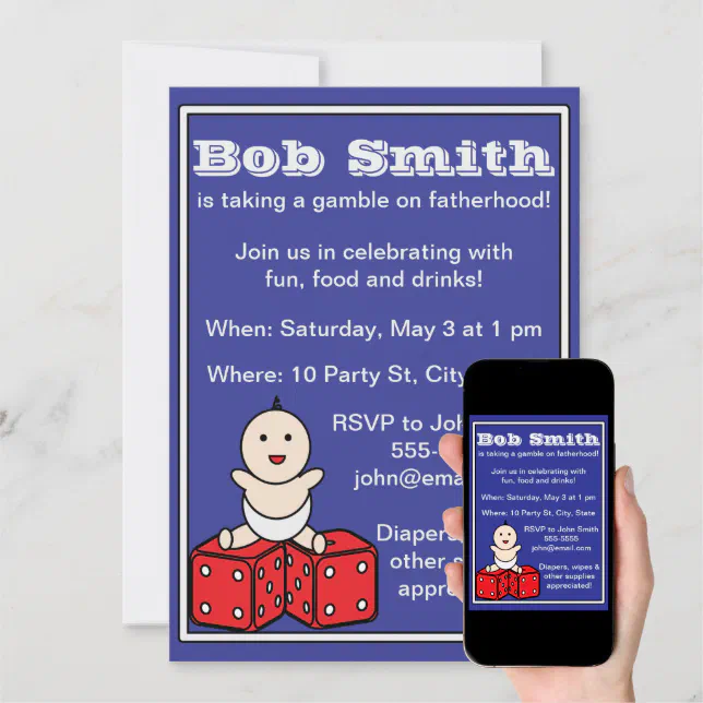 Dad Baby Shower Baby Dice Gamble Invitation | Zazzle