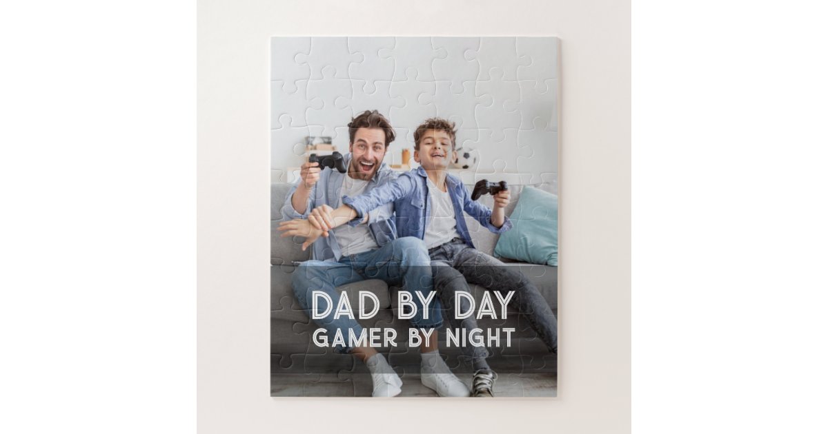 Dad By Day Gamer By Night Son And Dad Father's Day Jigsaw Puzzle | Zazzle