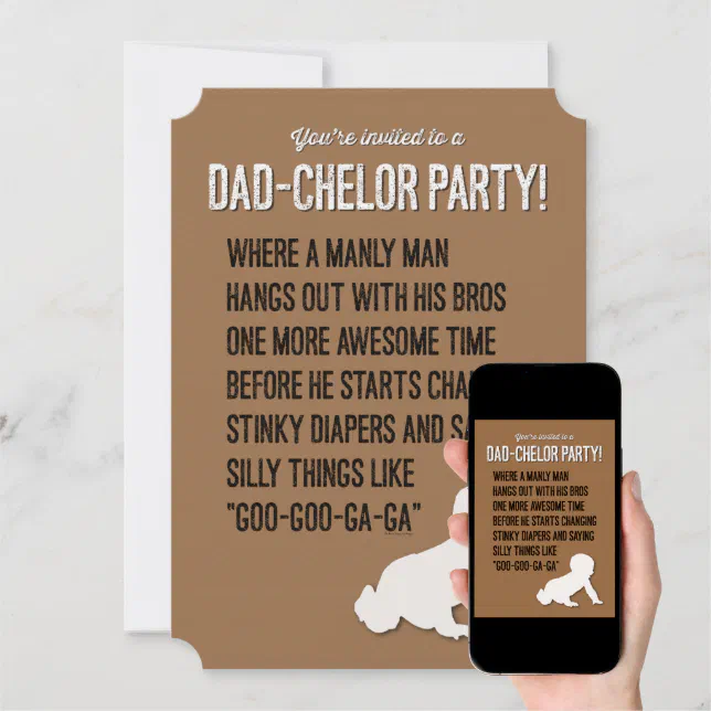 Dad-chelor, Dadchelor, Party Invitation, Manly Man Invitation | Zazzle