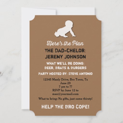Dad-chelor, Dadchelor, Party Invitation, Manly Man Invitation | Zazzle