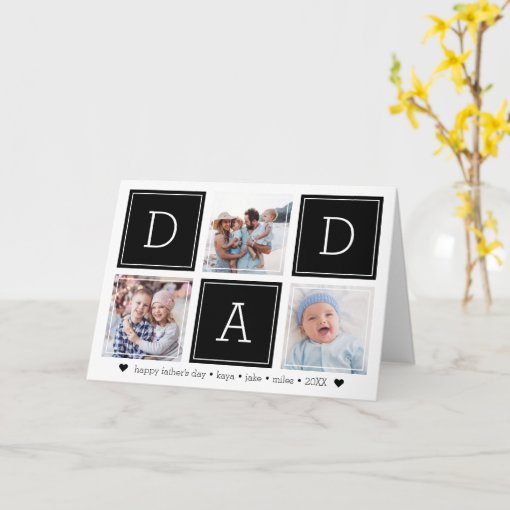 DAD Colorblock Photo Collage Father's Day Card | Zazzle
