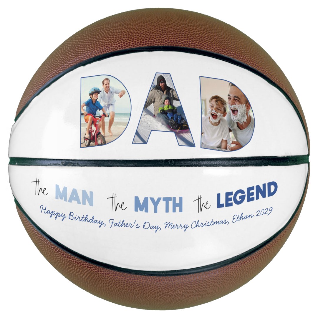 DAD Cutout 3 Photo Collage Man Myth Legend Basketball | Zazzle