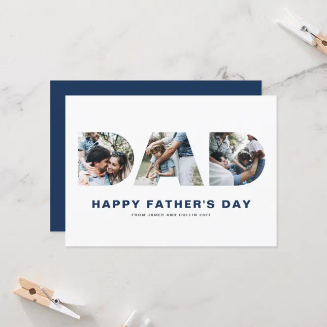 DAD Cutout Photo Collage Happy Father's Day Card | Zazzle