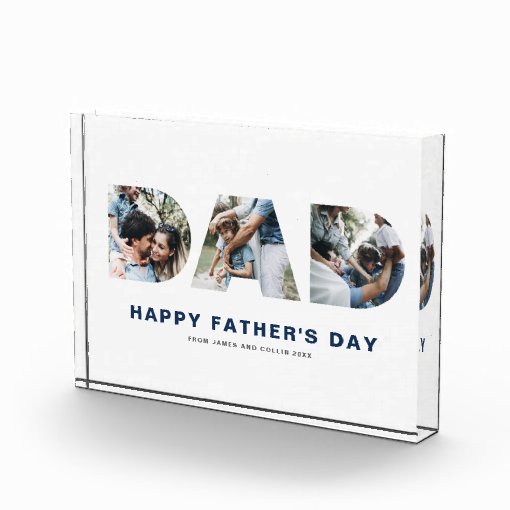 DAD Cutout Photo Happy Father's Day Photo Block | Zazzle