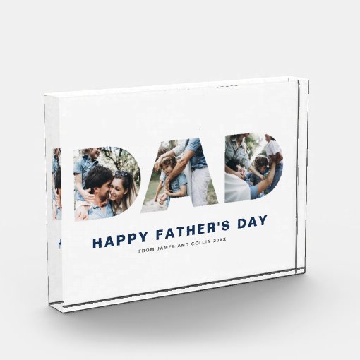DAD Cutout Photo Happy Father's Day Photo Block | Zazzle