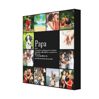 Dad Daddy Father Definition 12 Photo Collage Black Canvas Print | Zazzle
