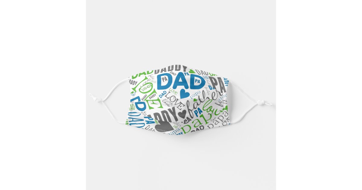 Dad Daddy Father Word Art Typo Cloud Colorful Adult Cloth Face Mask ...