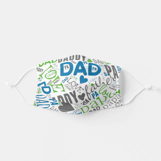 Dad Daddy Father Word Art Typo Cloud Colorful Adult Cloth Face Mask ...