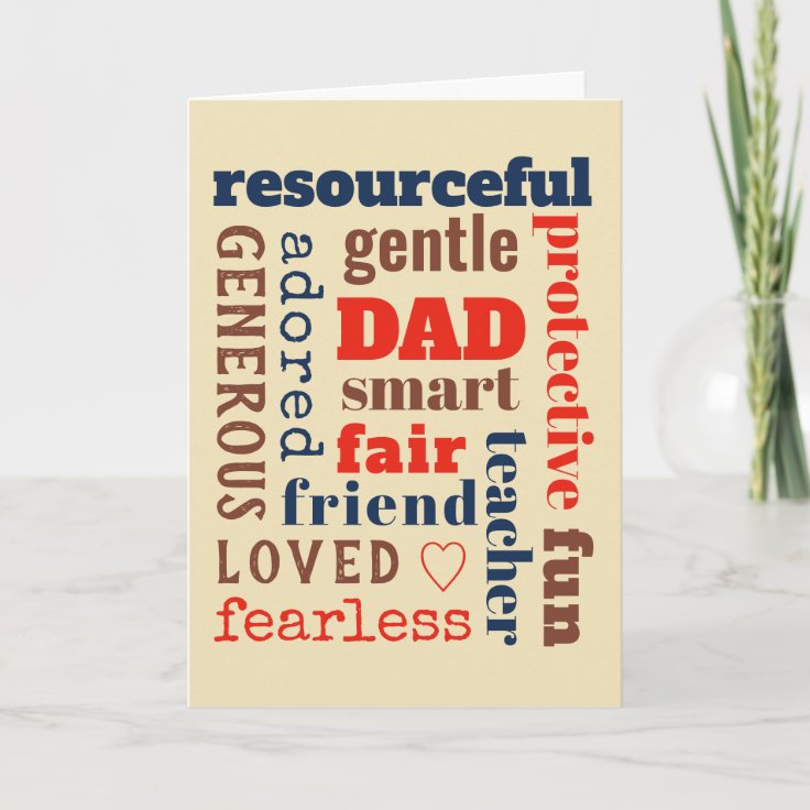 Dad Definition Best Traits Word Cloud Typography Card | Zazzle