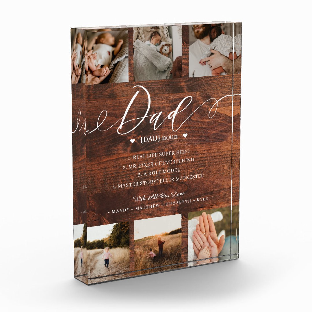Dad Dictionary Definition Photo Collage Woodgrain | Zazzle