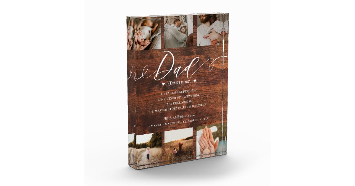 Dad Dictionary Definition Photo Collage Woodgrain | Zazzle