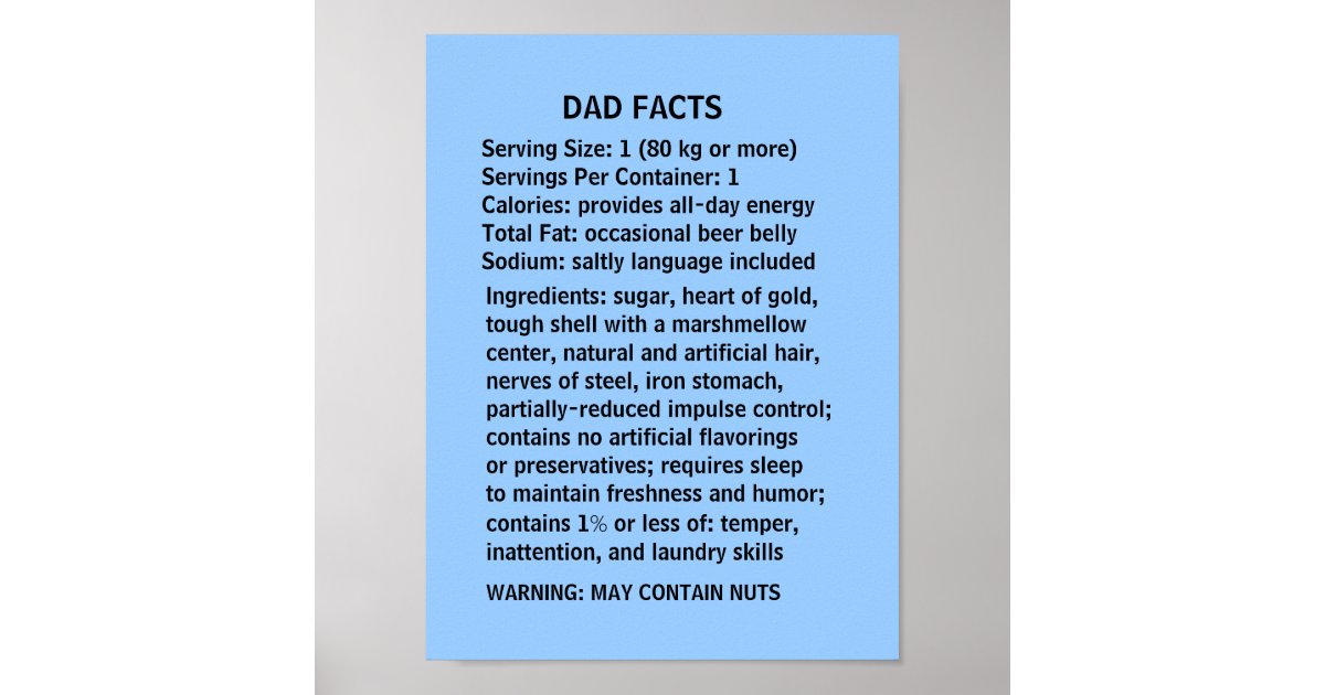 DAD FACTS - a humorous Father's Day Poster | Zazzle