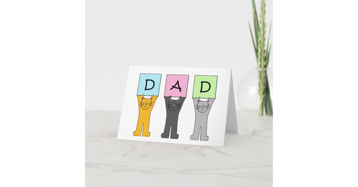 Dad Happy Father's Day Cartoon Cats Card | Zazzle