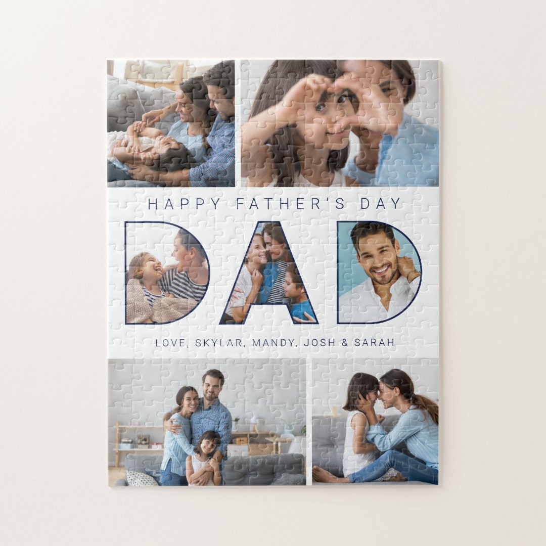 Dad Happy Father's Day Photo Collage Jigsaw Puzzle | Zazzle