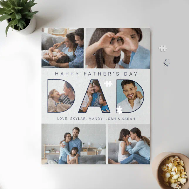Dad Happy Father's Day Photo Collage Jigsaw Puzzle | Zazzle