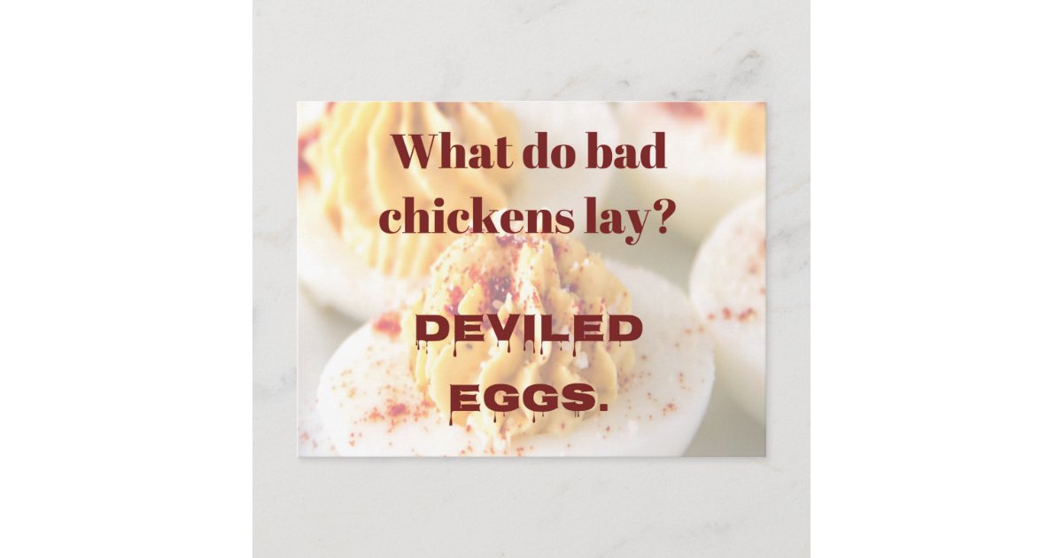 Dad Joke: What do bad chickens lay? Postcard | Zazzle