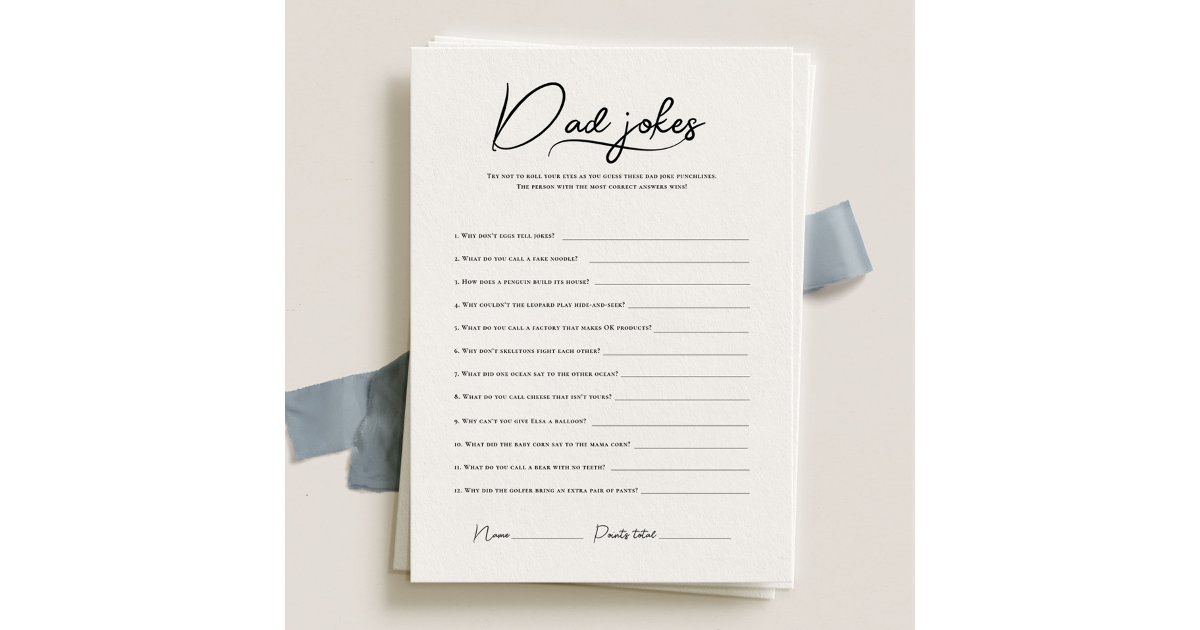 Dad Jokes Baby Shower Game Trivia Cards | Zazzle