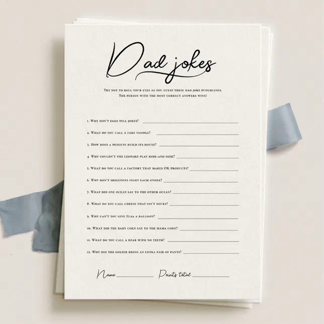 Dad Jokes Baby Shower Game Trivia Cards | Zazzle