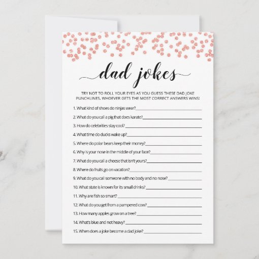 Dad Jokes with Answers Baby Shower game Card | Zazzle