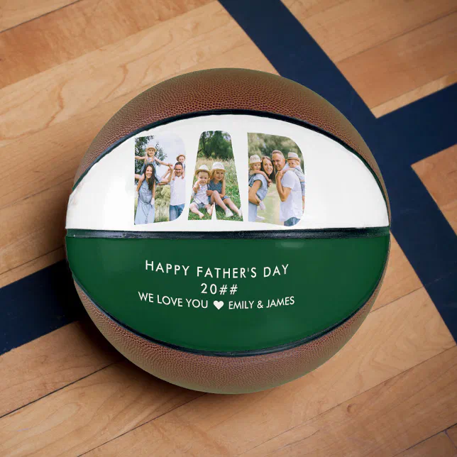 DAD Letter Cutout Photo Collage Custom Text Basketball | Zazzle