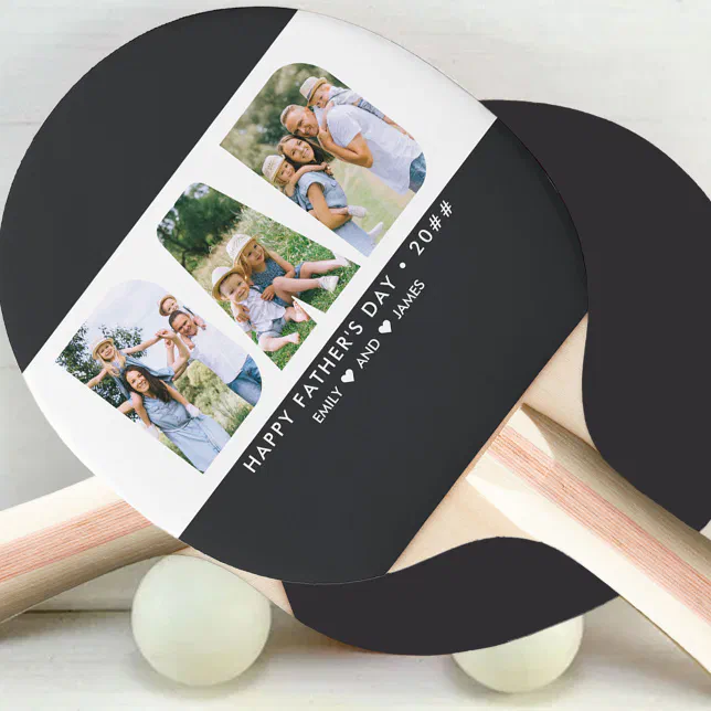 DAD Letter Cutout Photo Collage Custom Text Ping Pong Paddle | Zazzle