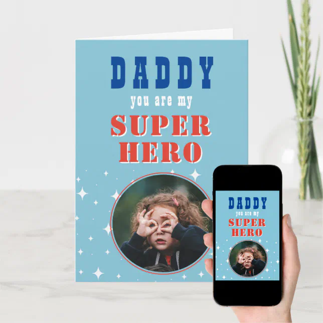 Dad my Superhero Fun Photo Fathers day Card | Zazzle