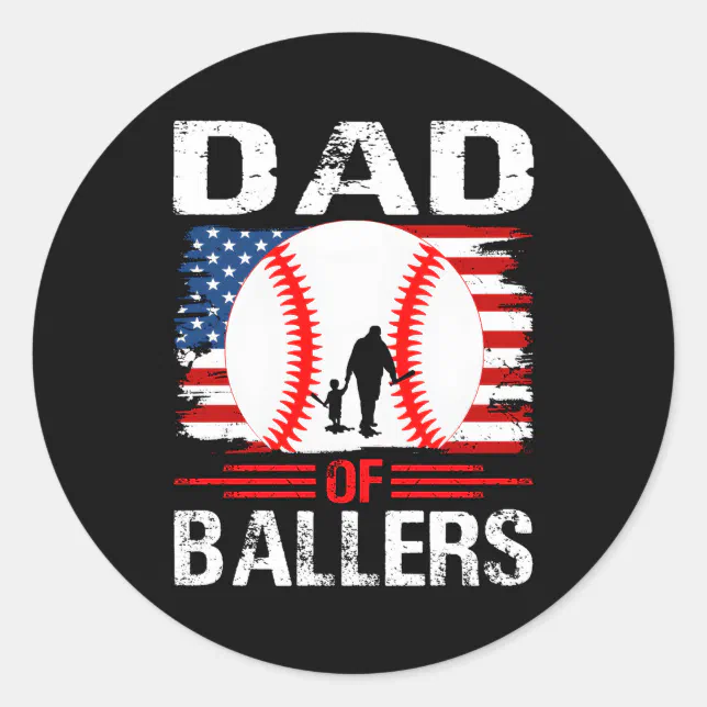 Dad Of Ballers Baseball Father'S Day Classic Round Sticker | Zazzle