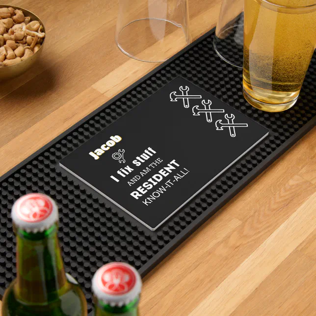 DAD PAPA Custom Drinks Mat Home Bar Mancave | Zazzle