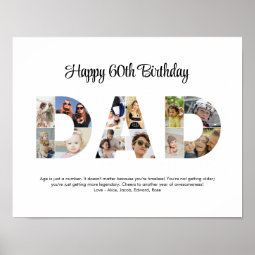 Dad Photo Collage Cutout Father's Day Birthday Poster | Zazzle