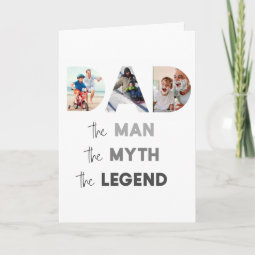 DAD Photo Letters Man Myth Legend Greeting Card | Zazzle