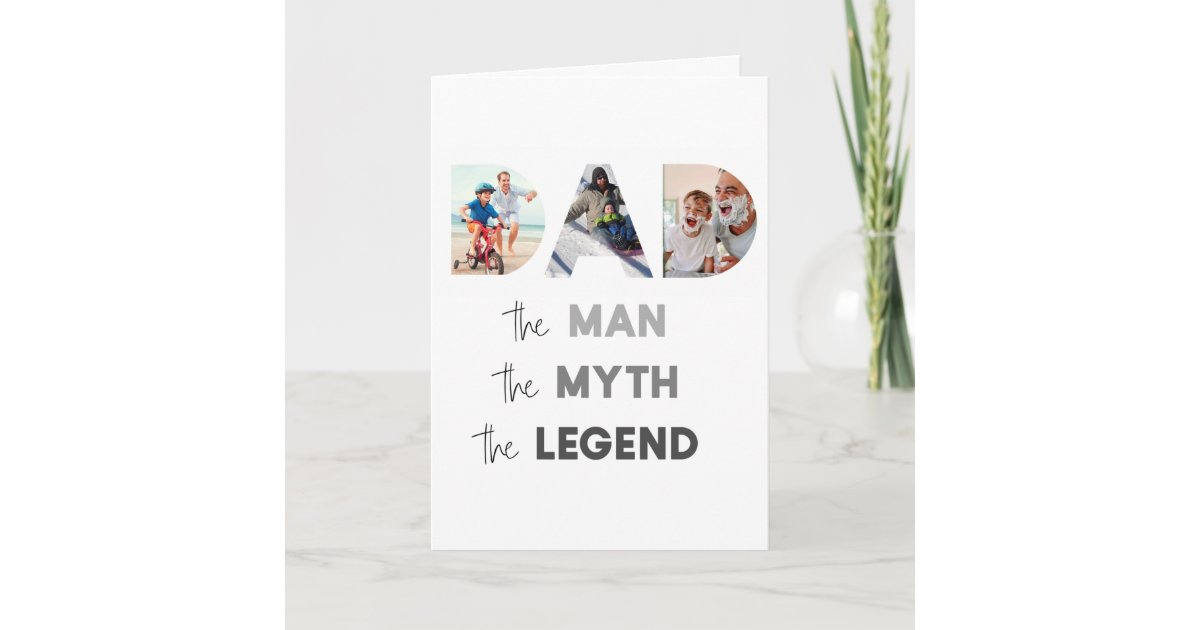 DAD Photo Letters Man Myth Legend Greeting Card | Zazzle