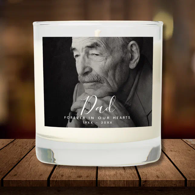 Dad Photo Memorial Tribute Remembrance Keepsake Scented Candle | Zazzle