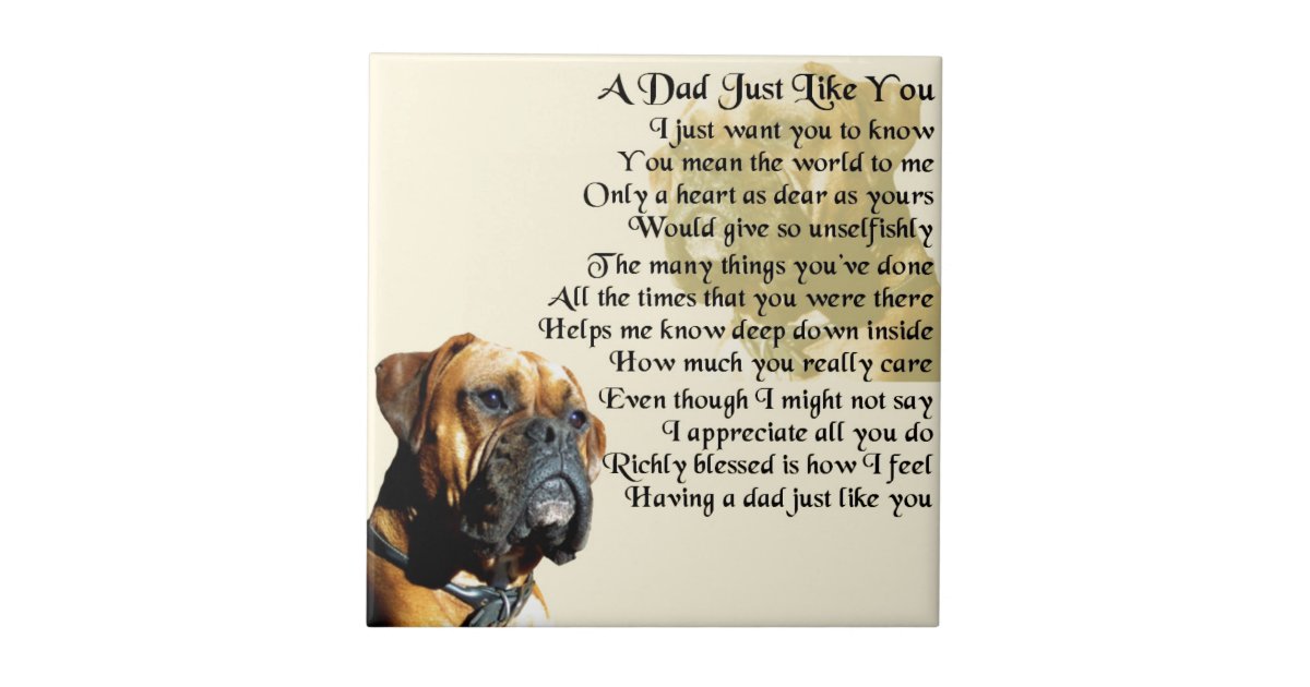 Dad Poem - Boxer Dog Design Ceramic Tile | Zazzle