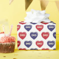 Dad Red Blue Heart Birthday Father's Day Wrapping Paper | Zazzle