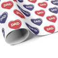 Dad Red Blue Heart Birthday Father's Day Wrapping Paper | Zazzle