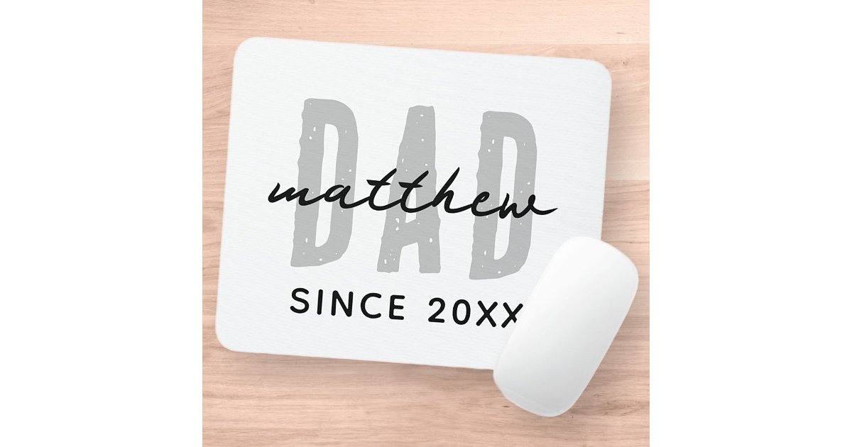 Dad Since 20XX Modern Simple Preppy Mouse Pad | Zazzle