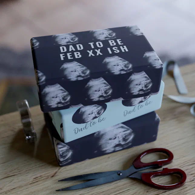 Dad to Be Ultrasound Photo First Father's Day Wrapping Paper Sheets ...