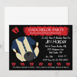 Dadchelor Bowling Party Invitations | Zazzle