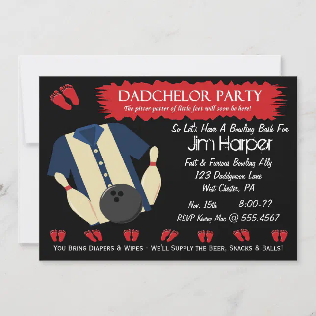 Dadchelor Bowling Party Invitations | Zazzle