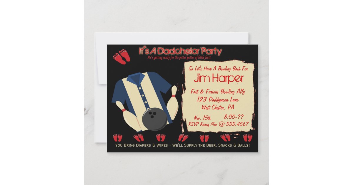 Dadchelor Bowling Party Invitations | Zazzle